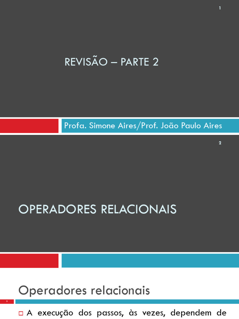 Semana 01 - Aula 1.3 - Revisão 2 - Python | PDF | Python (linguagem de ...
