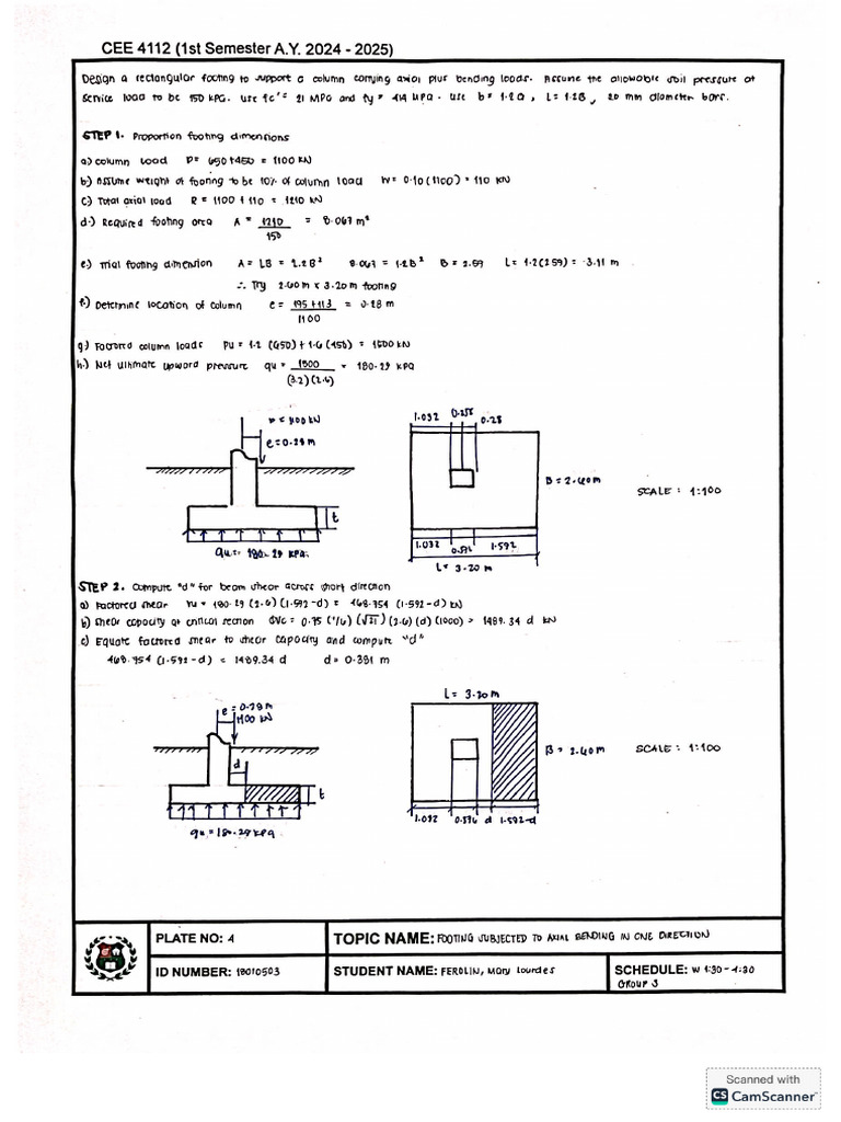 P4 Footing Subjected To Axial Plus Bendi | PDF