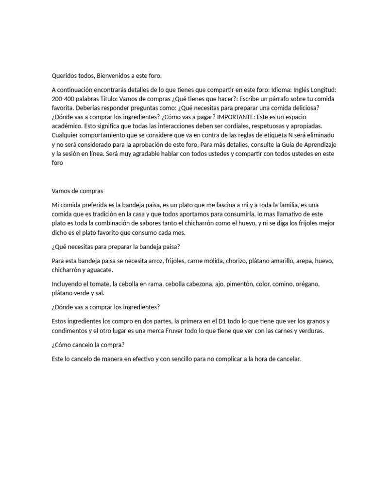 Vamos de Compra en Ingles Linda Granada | PDF | Alimentos | Cocina