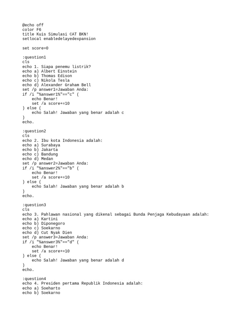 Skrip Kuis | PDF