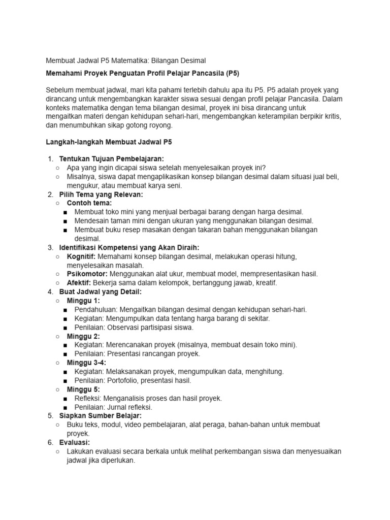 Cara Membuat Schedule P5 Matematika Tentang Bilan... | PDF | Seni