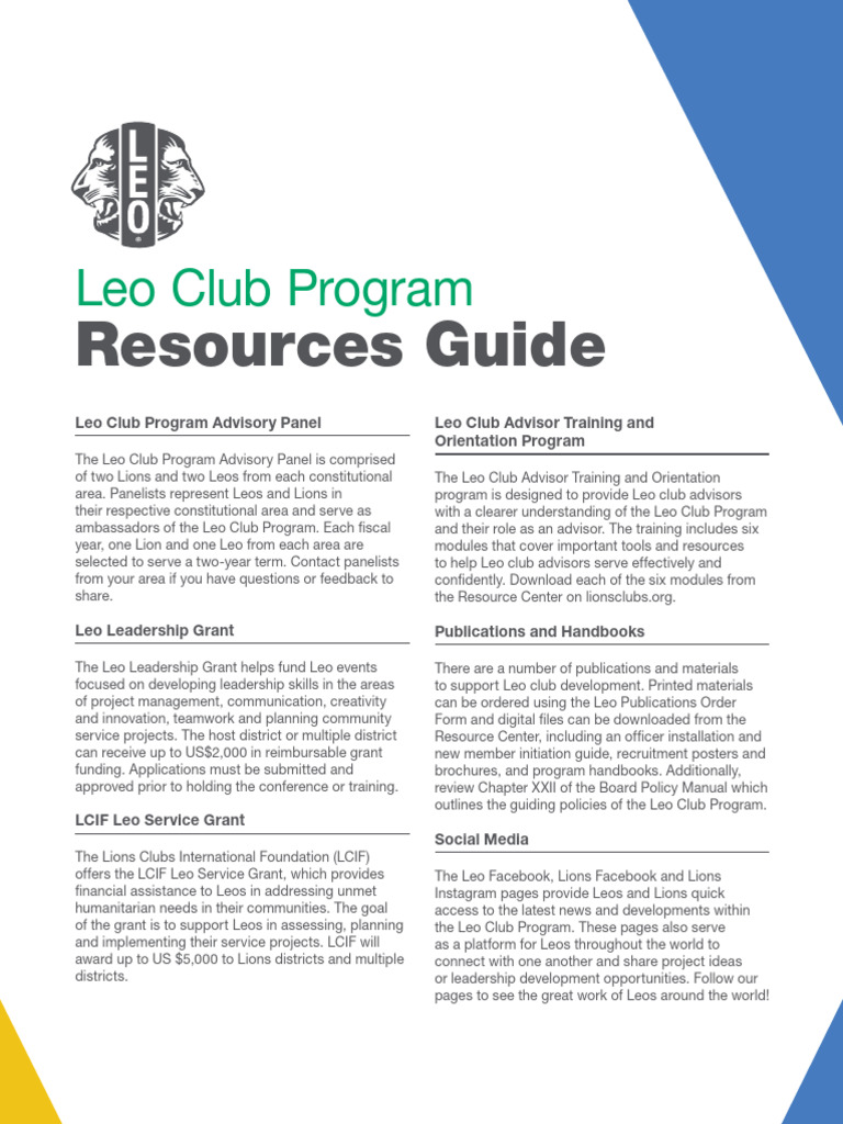 Leo Club Program Resources Overview | PDF | Human Communication