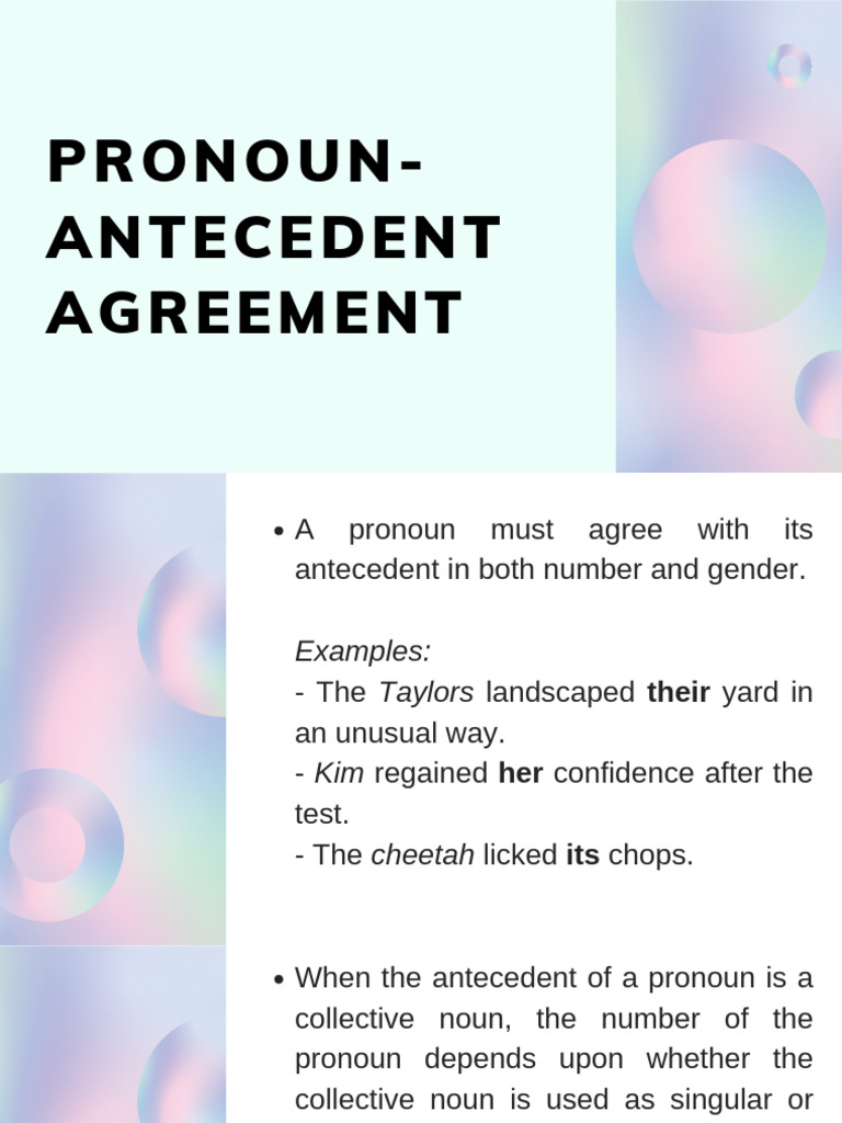 Pronoun-Antecedent Agreement | PDF