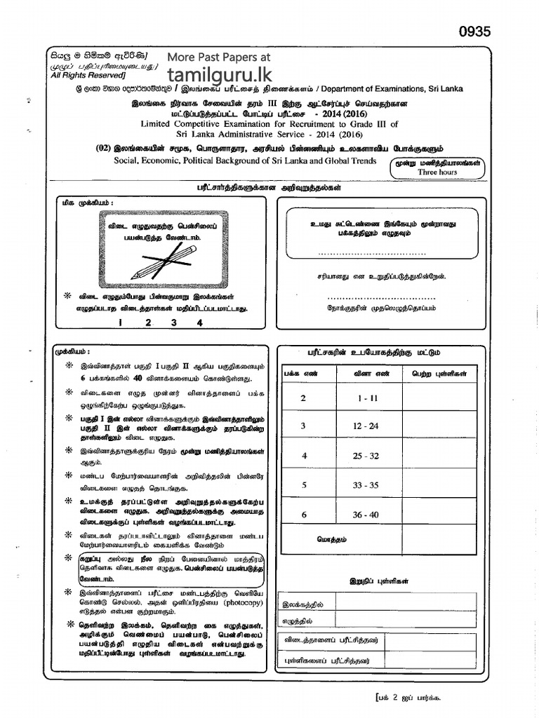 SLAS Exam Past Papers on TamilGuru | PDF