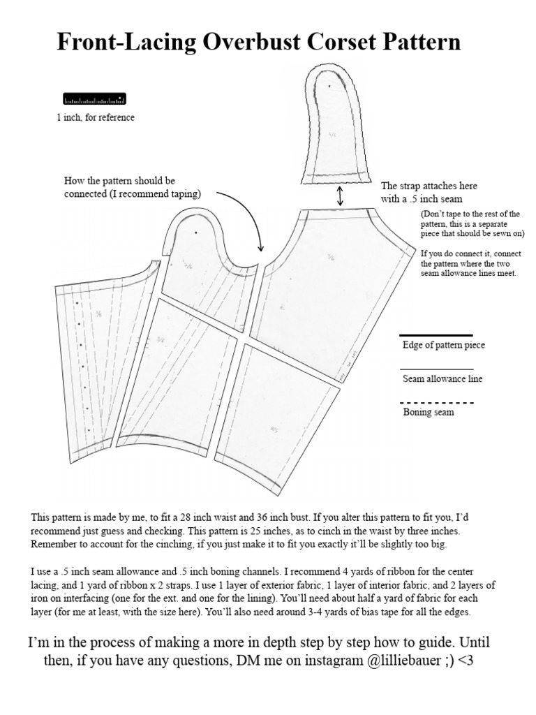 Front-Lacing Overbust Corset Pattern - D | PDF