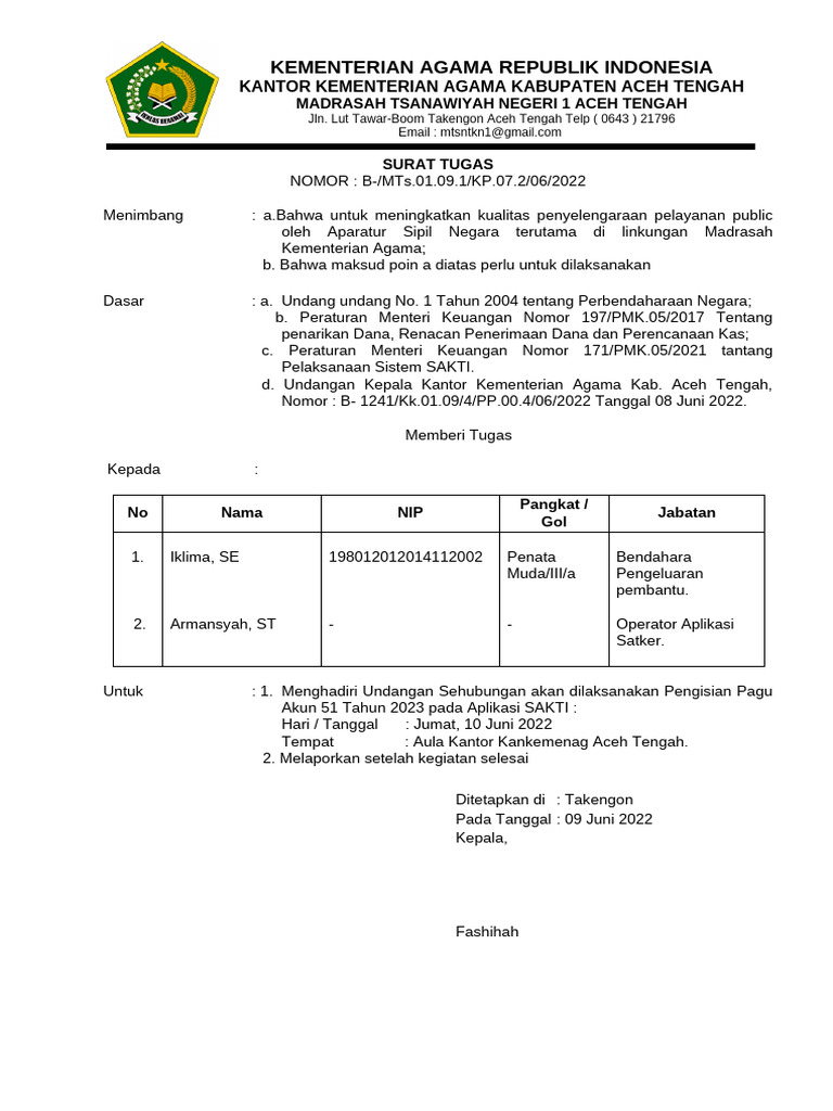 Surat Tugas Terbaru | PDF