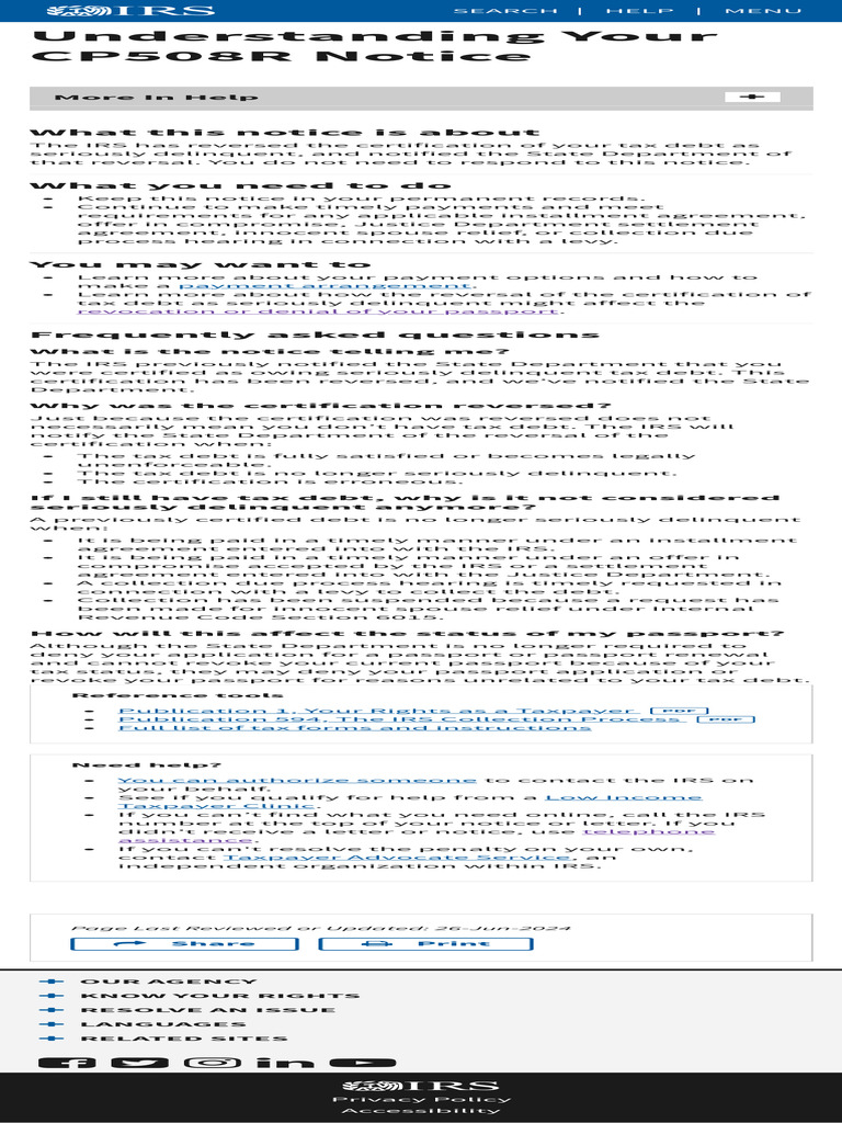 Understanding Your CP508R Notice Internal Reven | PDF | Internal ...