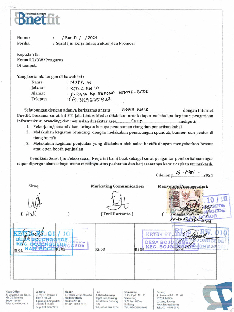 Permit Bojong Gede - RW010 | PDF