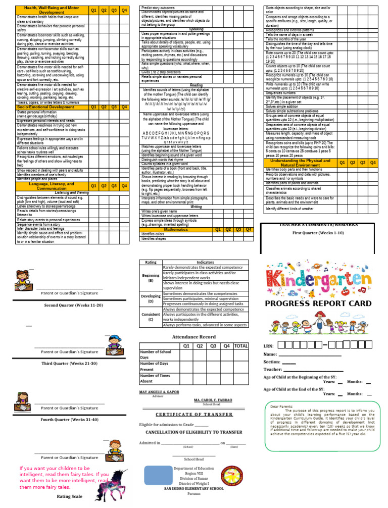 Progress Report Card Kinder | PDF | Letter Case | Human Communication
