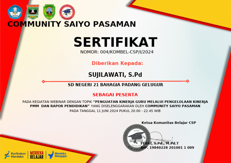 Tambahan Sertifikat CSP Sujilawati | PDF