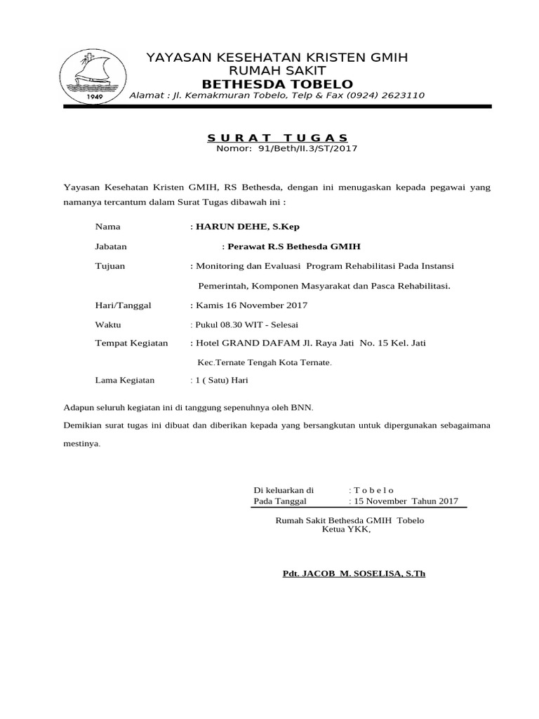 Surat Tugas Harun Termate | PDF