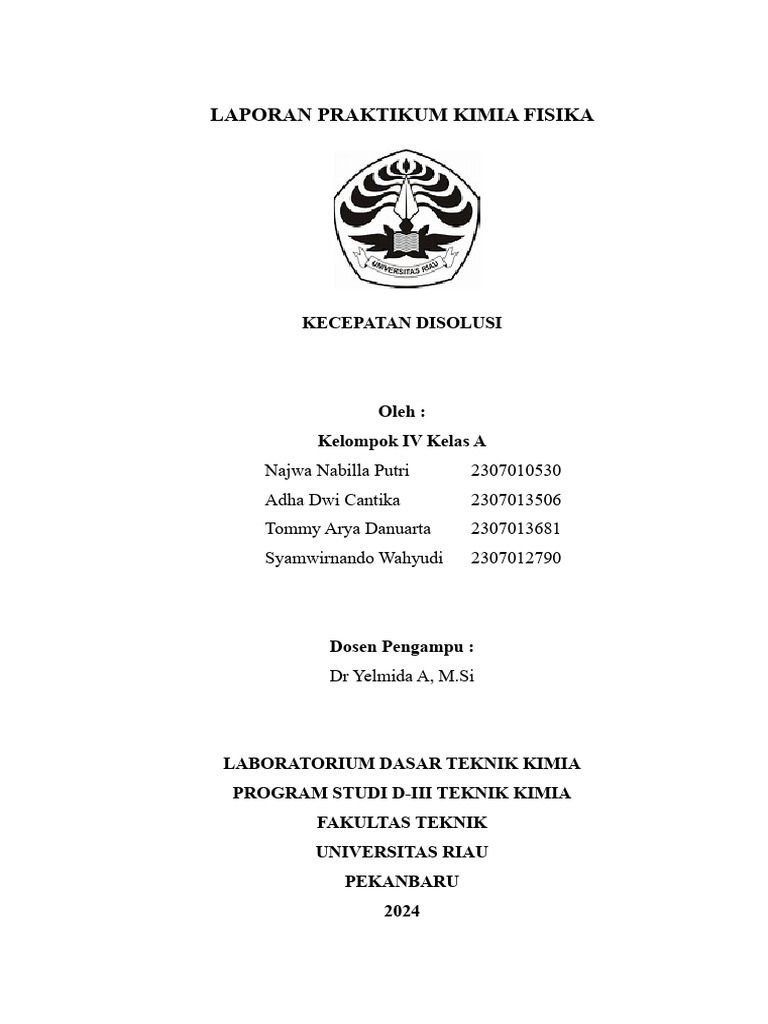 Praktikum Kecepatan Disolusi Zat Kimia | PDF | Sains & Matematika