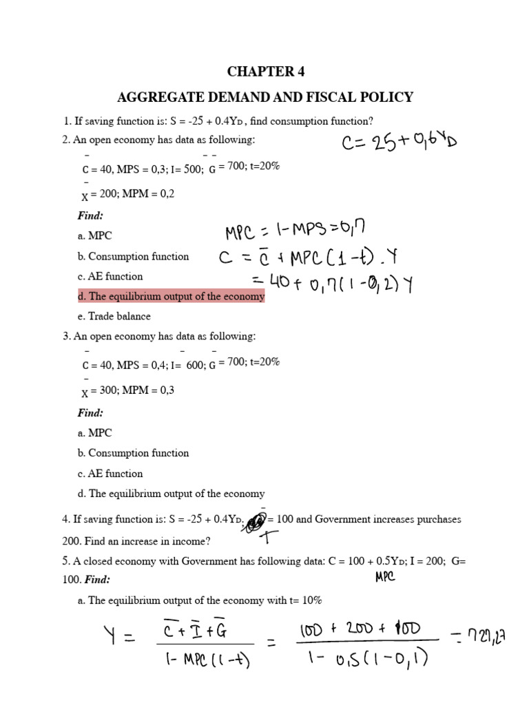 Bản sao của EXERCISE-C4 | PDF | Fiscal Multiplier | Microeconomics