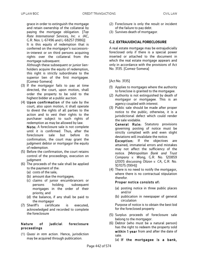 Up - Law - Boc - Civil - Law (2) - 465 | PDF | Mortgage Law | Foreclosure