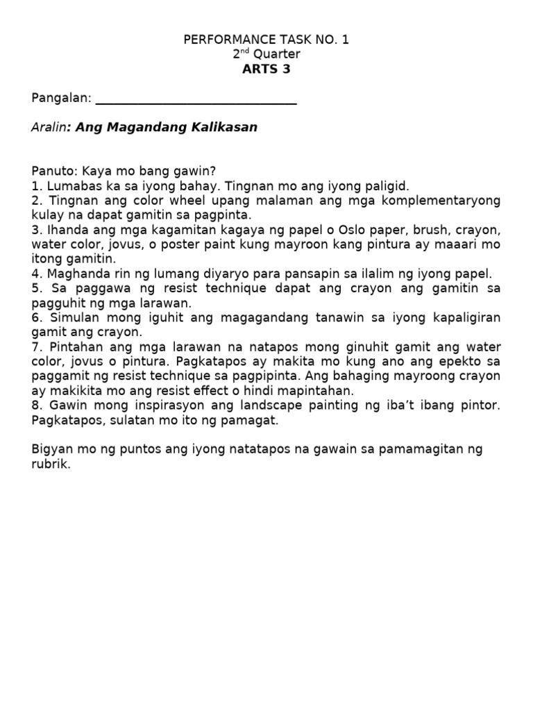 Arts3 Ptask1 Q2 | PDF