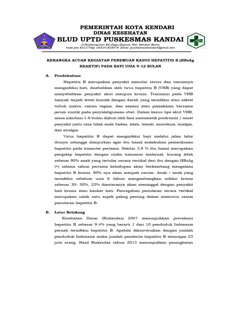 KAK Pelayanan UKM | PDF