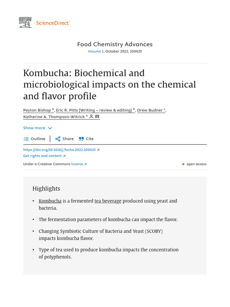 Kombucha - Biochemical and Microbiological Impacts On The Chemical and ...