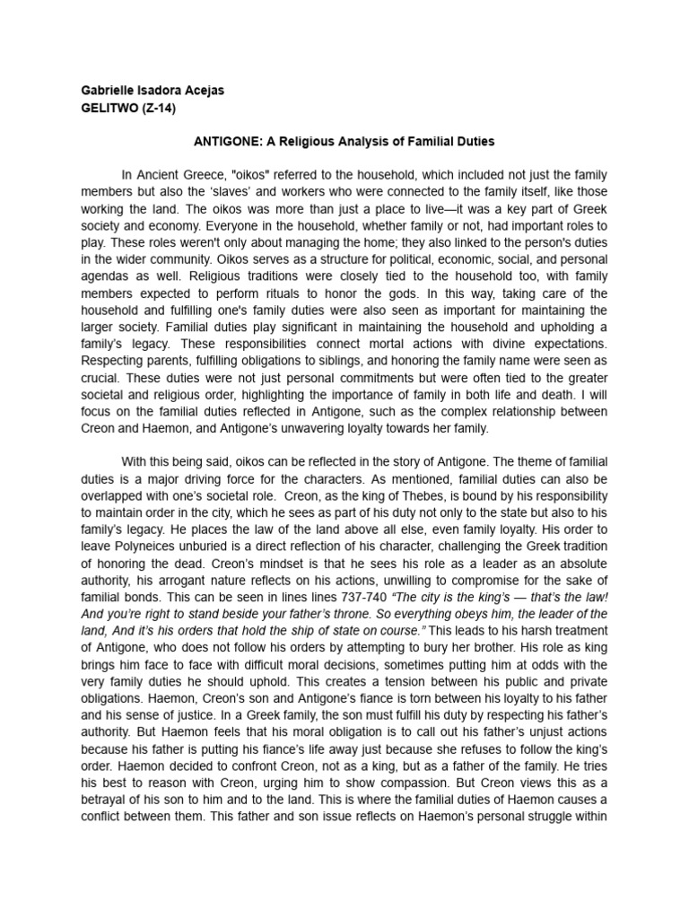 Familial Duties in Antigone | PDF