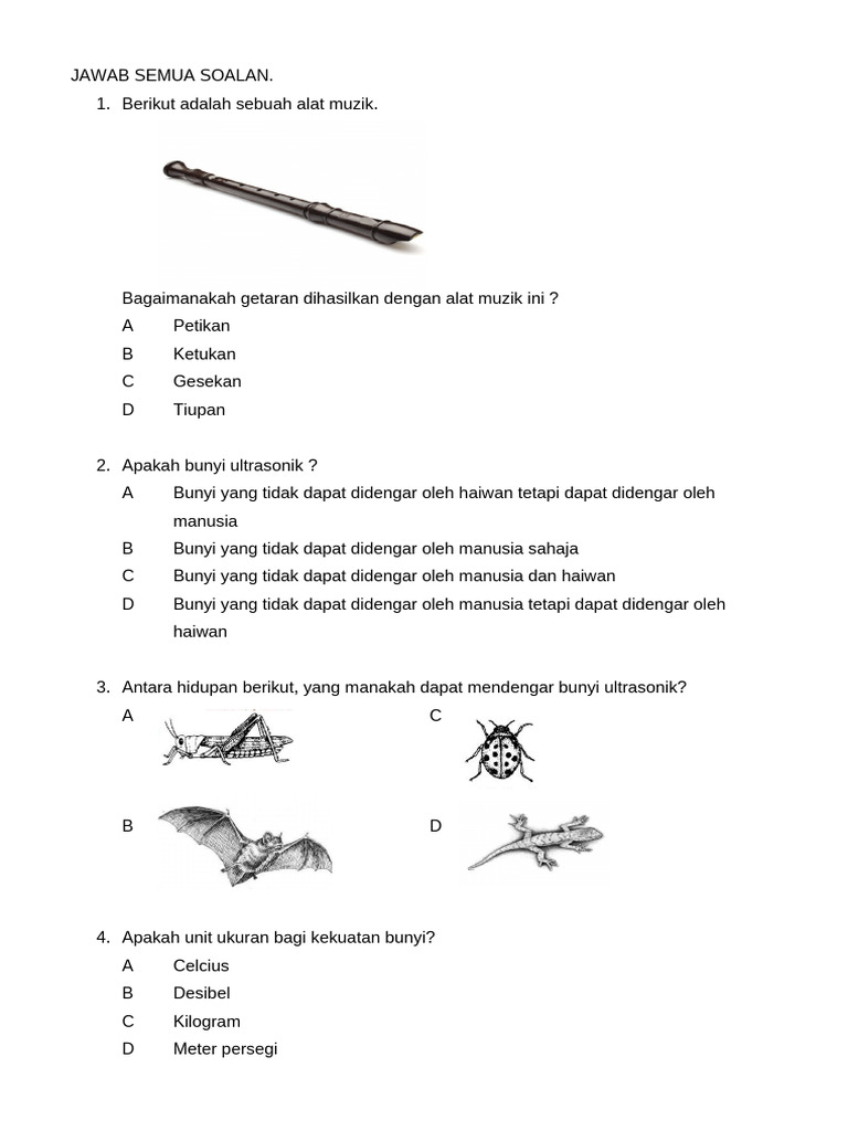 LATIHAN OBJEKTIF TAJUK BUNYI TAHUN 4 Editing | PDF