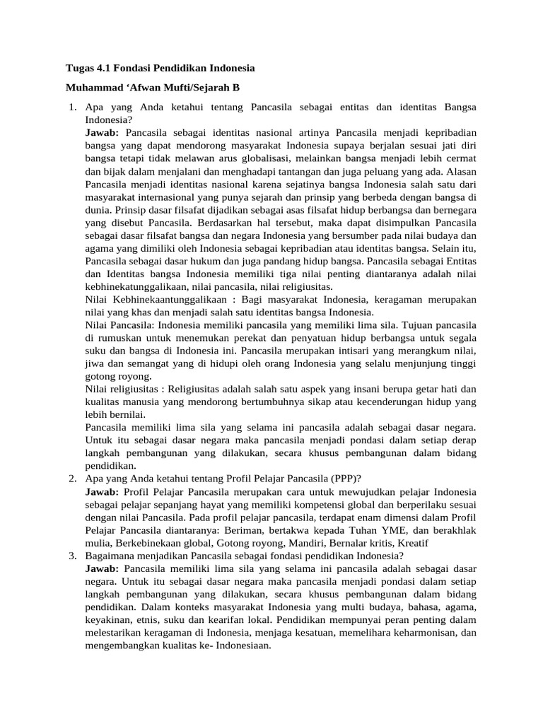 Pancasila sebagai Fondasi Pendidikan Indonesia | PDF
