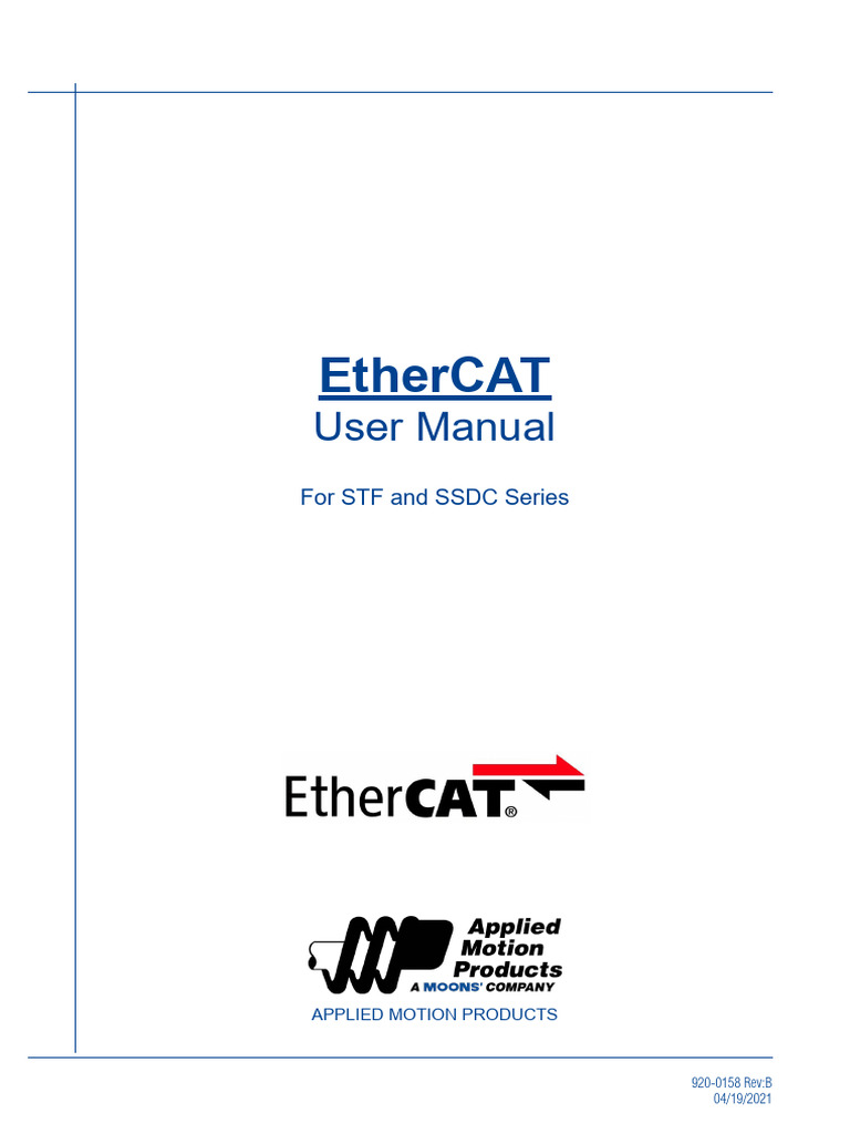 EtherCAT User Manual 920 0158 RevB | PDF | Data Transmission | Internet Protocols