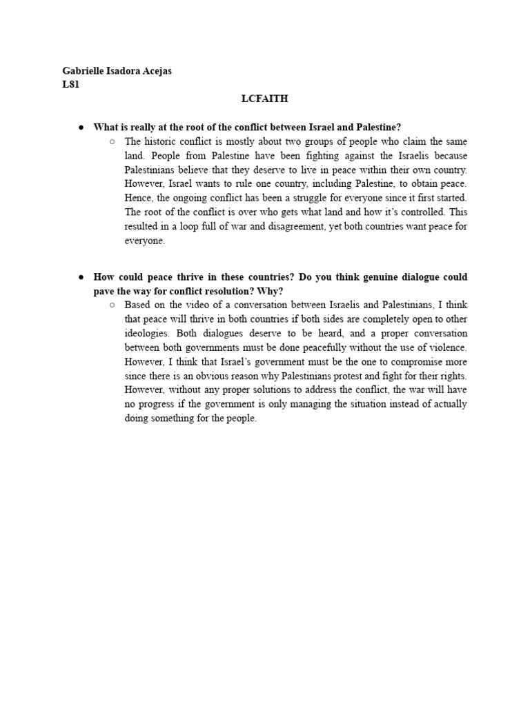 Analyze The Israeli-Palestinian Conflict | PDF