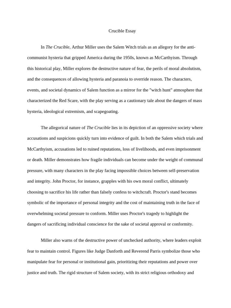 Crucible Essay | PDF