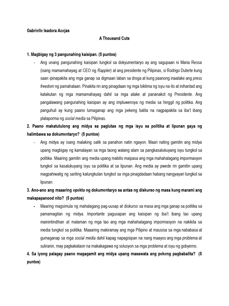 A Thousand Cuts | PDF