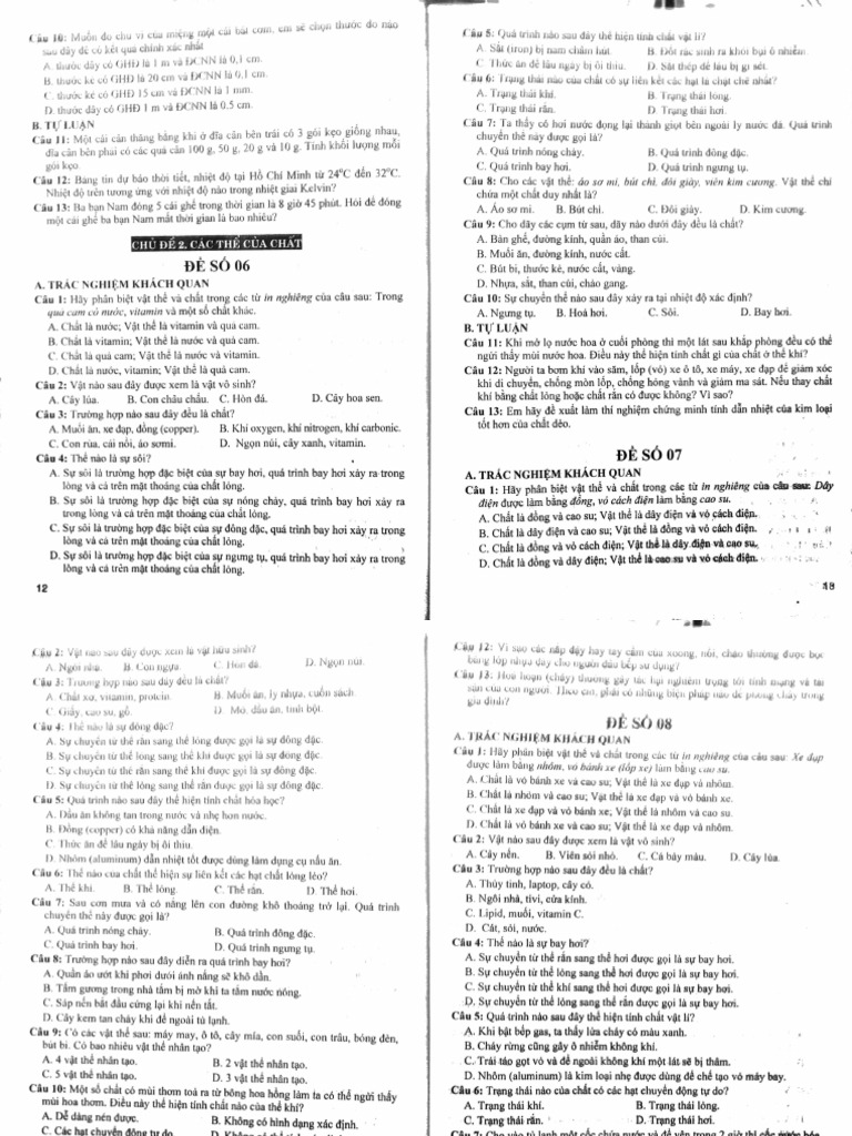 Đề Khtn 6 Chương 2-3 | PDF
