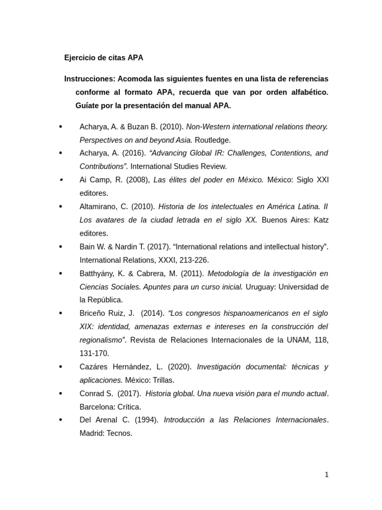 Ejercicio de Citas APA | PDF | México | America latina