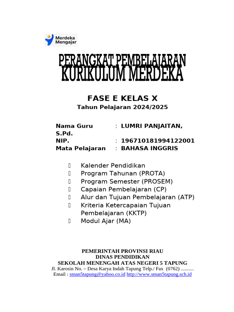 Cover Perangkat Ajar Kurikulum Merdeka | PDF