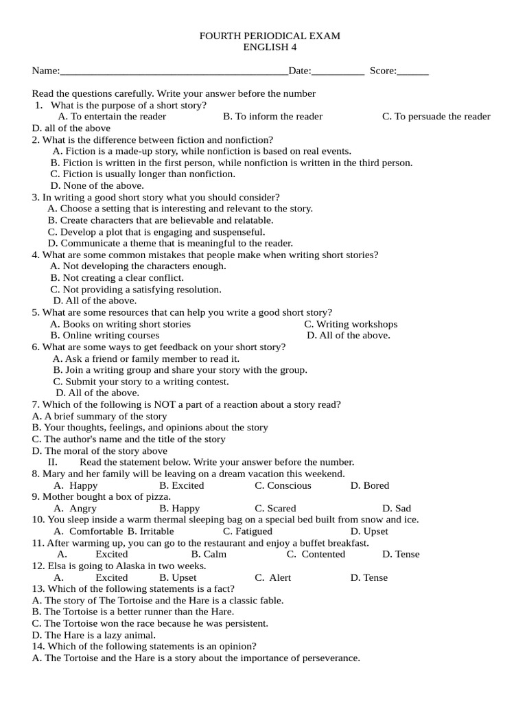 Fourth Periodical Exam English 4 | PDF | News | Newspapers