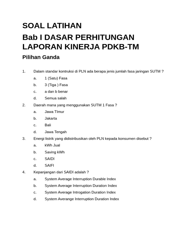 Soal Latihan 1. Dasar Perhitungan Laporan Kinerja PDKB-TM | PDF | Komputer