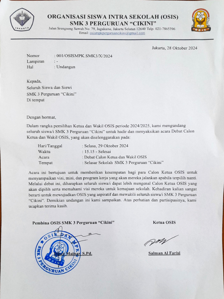 Surat Undangan OSIS | PDF