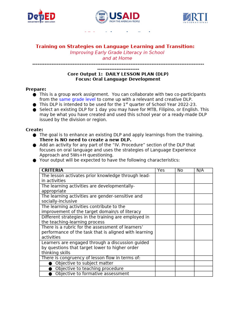 Daily Lesson Plan in Oral Reading Grade 5 | PDF