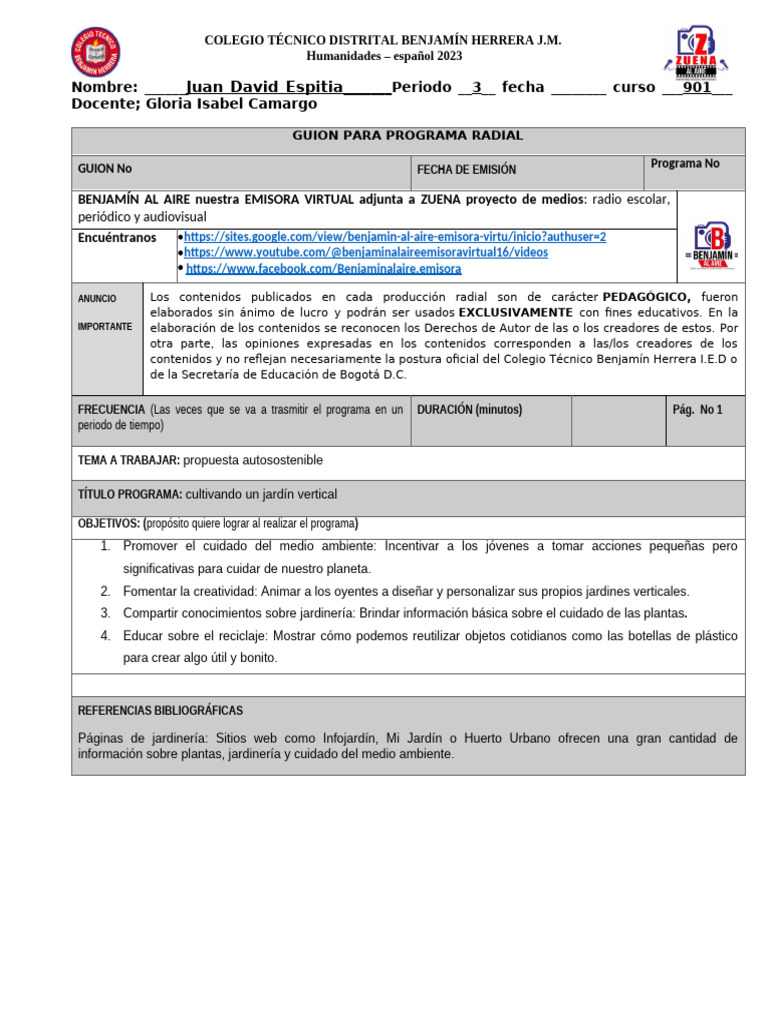 00 Formato Guion para Programa Radial 2024 | PDF | Hogar, jardinería y bricolaje