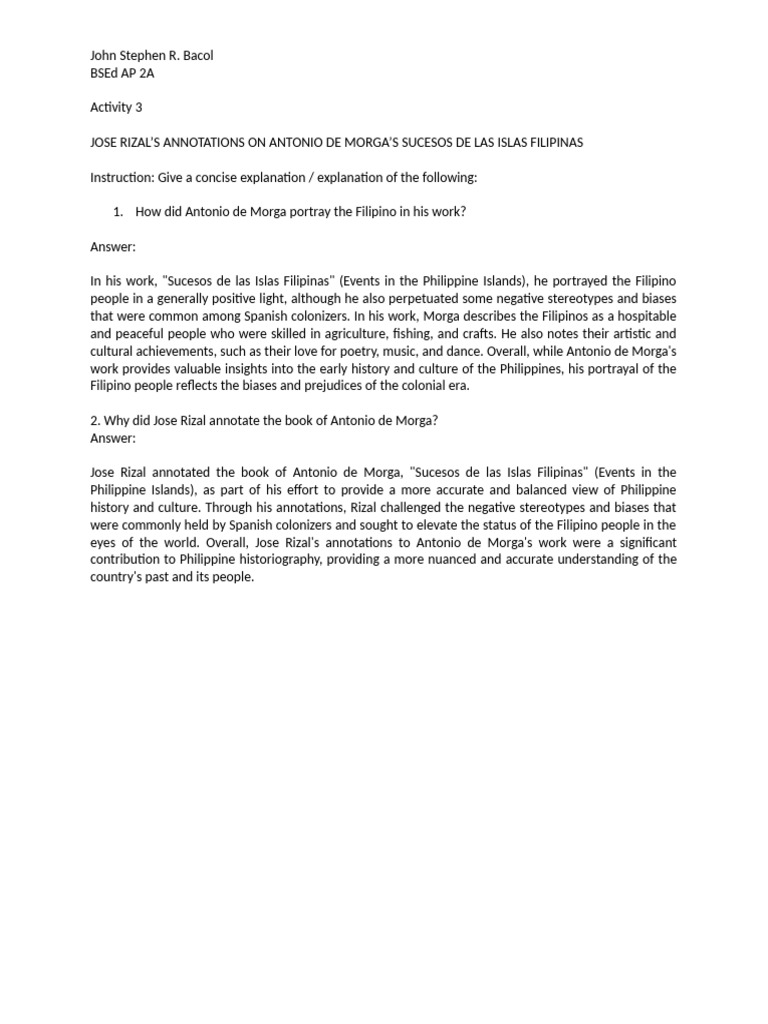 Activity 3, Rizal | PDF