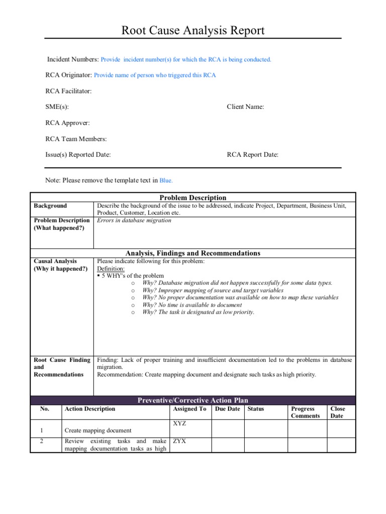 RCA Template | PDF