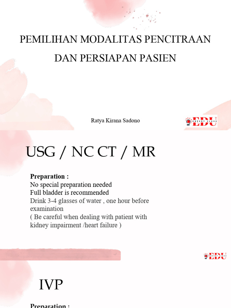 Pemilihan Modalitas Pencitraan Dan Persiapan Pasien | PDF