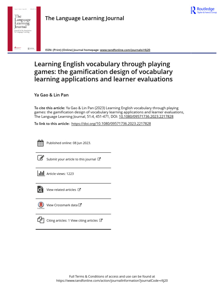 Learning English Vocabulary Through Playing Games - The Gamification ...