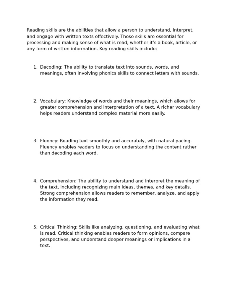 Reading Skills | PDF