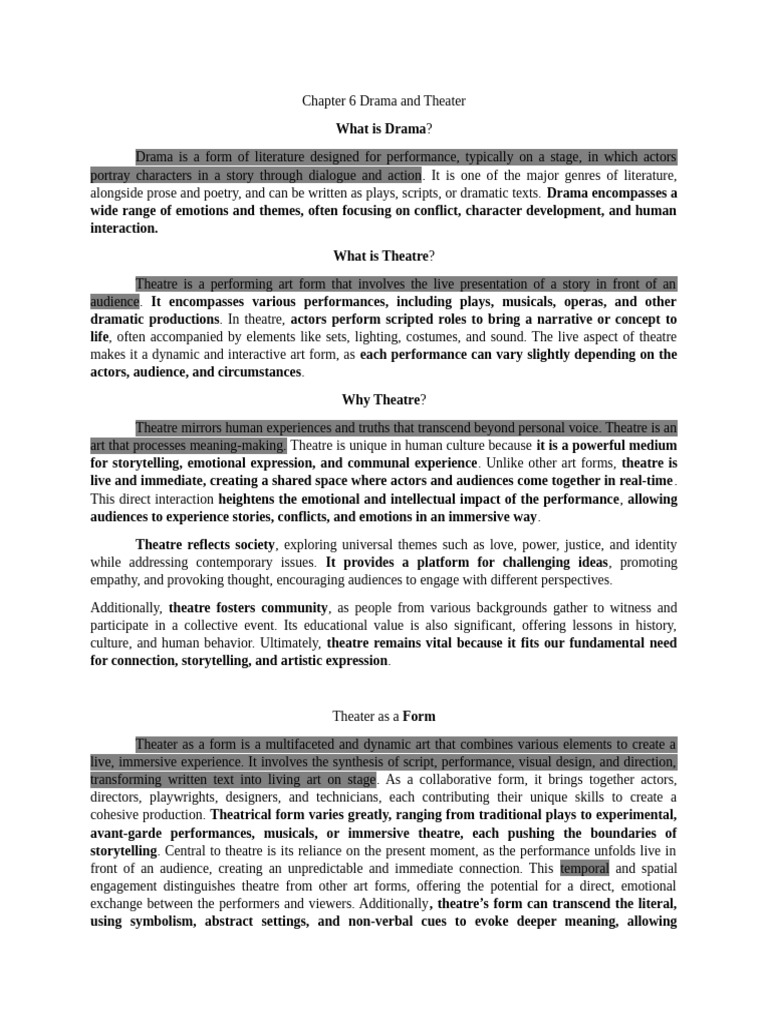 Understanding Drama and Theatre Essentials | PDF | Tragedy | Play (Theatre)