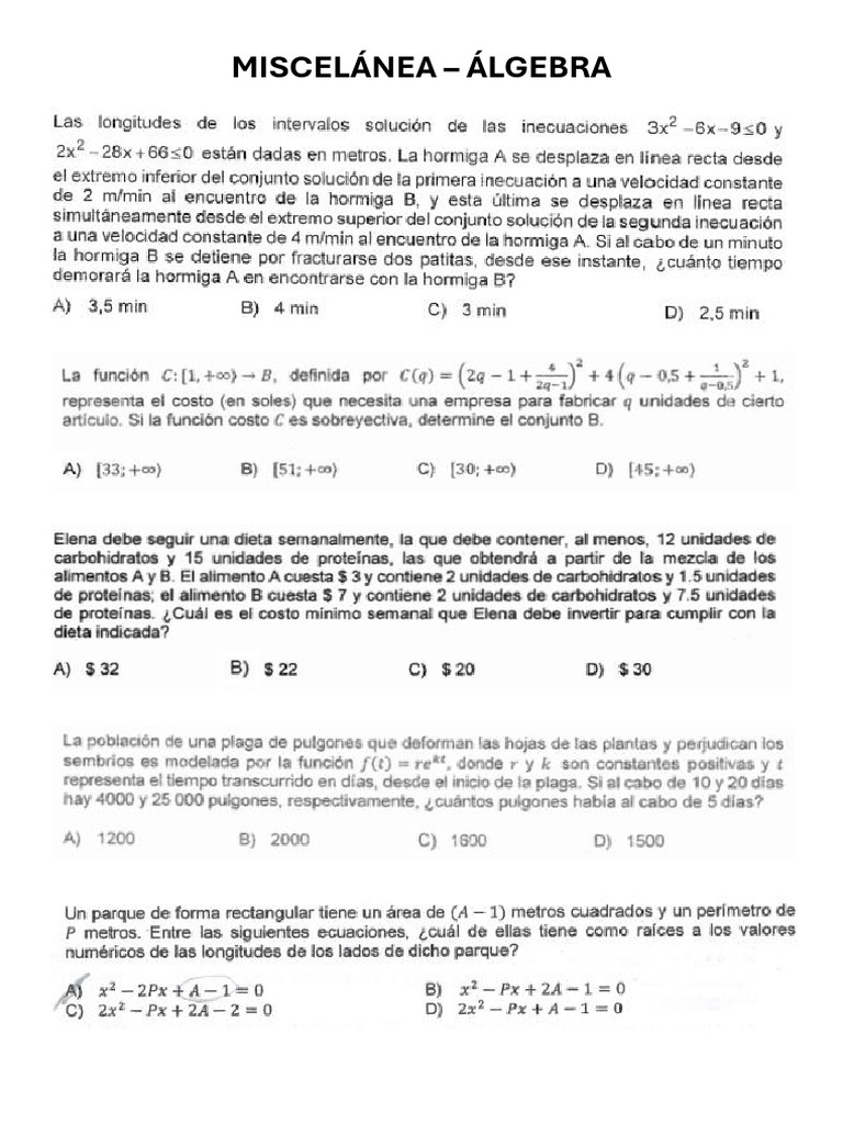 Miscelánea - Álgebra | PDF