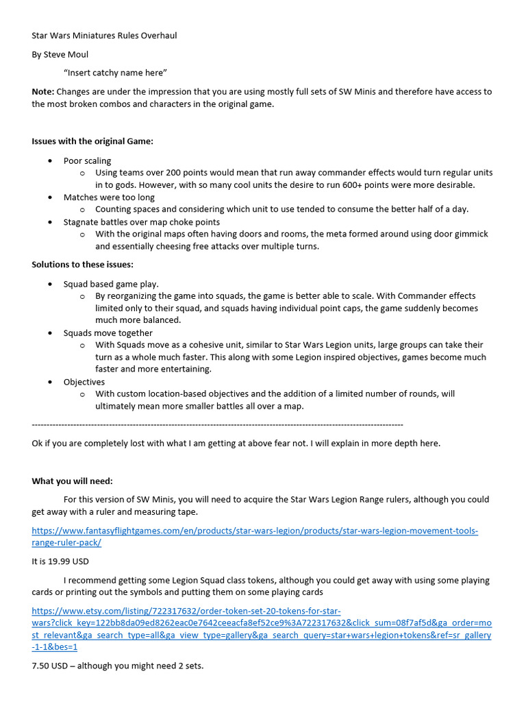 Star Wars Miniatures Rules Overhaul | PDF