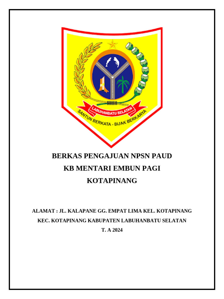Cover Berkas Pengajuan NPSN Paud | PDF