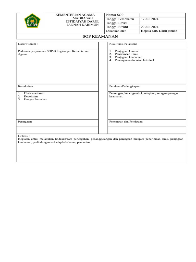 SOP-KEAMANAN Siswa | PDF