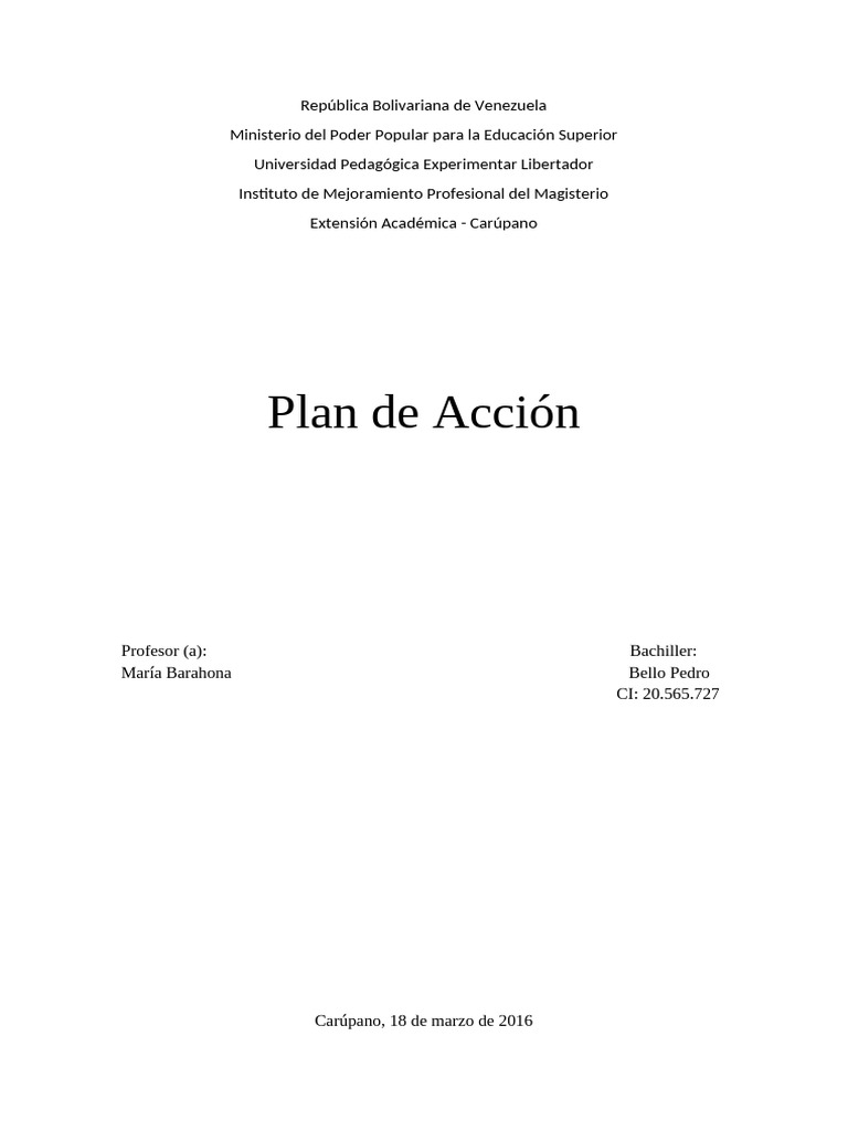 Ensayo Objetivo General y Plan de Accion | PDF | Enseñando | Evaluación