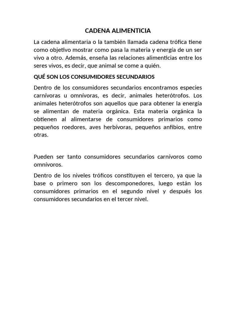 Cadena Alimenticia | PDF | Salud y bienestar