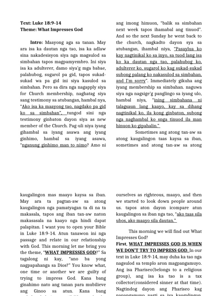 what Impresses God | PDF