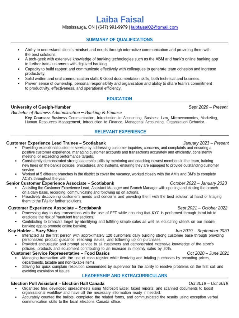 Laiba Faisal - Resume | PDF | Leadership | Business